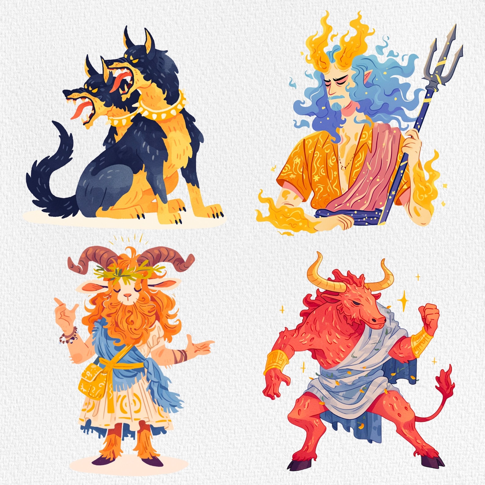 Greek Gods and Mythical Creatures Watercolor Clipart Collection, Greek ...