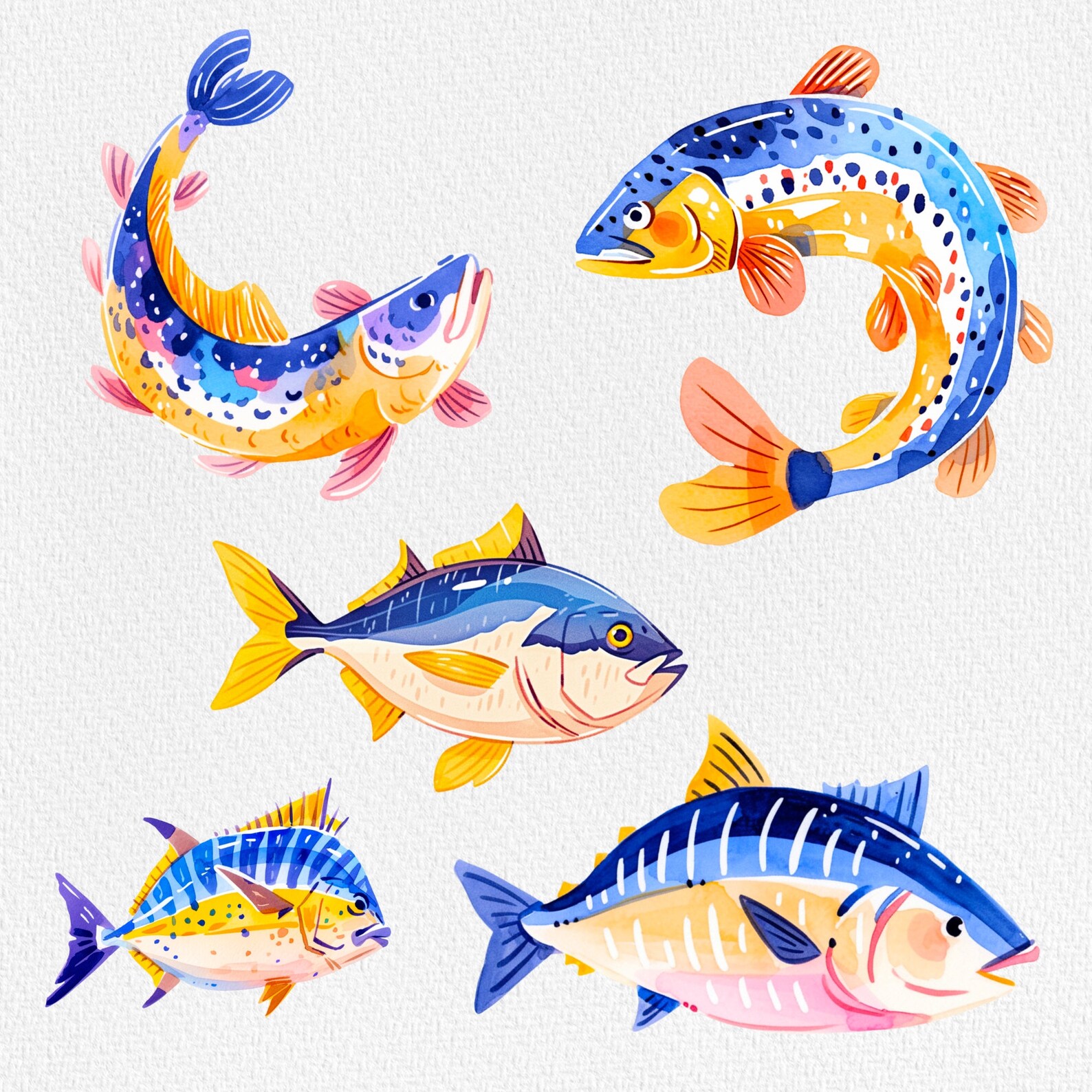 Watercolor Fish Species Clipart, Fish Clipart, Fish Lovers, Colorful ...