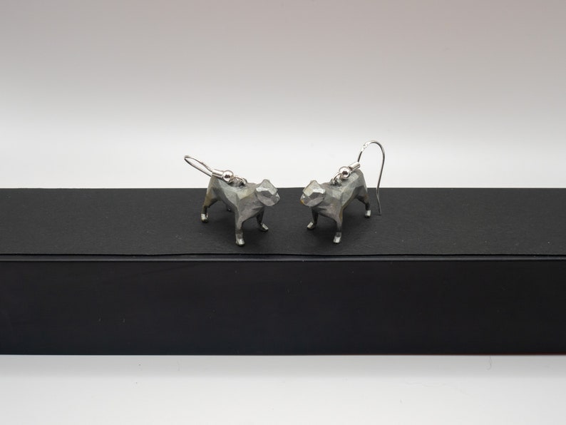 Custom Colours 3D Printed Miniature Bulldog Earrings Pet Lovers ...