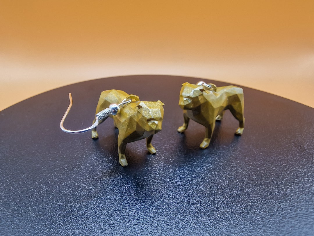 Custom Colours 3D Printed Miniature Bulldog Earrings Pet Lovers ...