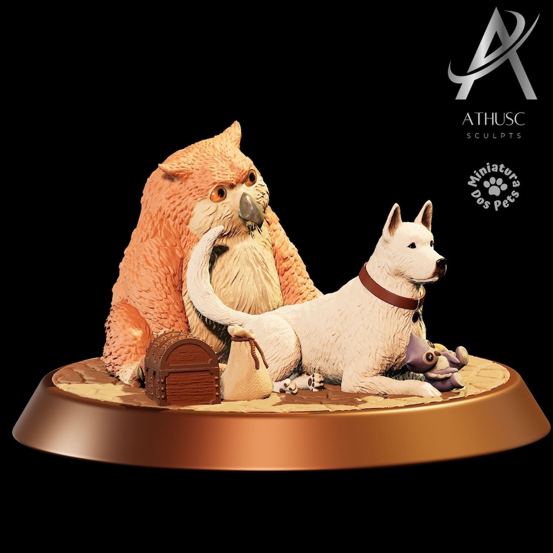 Baldur's Gate 3 Miniature: Scratch and Owlbear Cub, Hand-painted Dnd ...