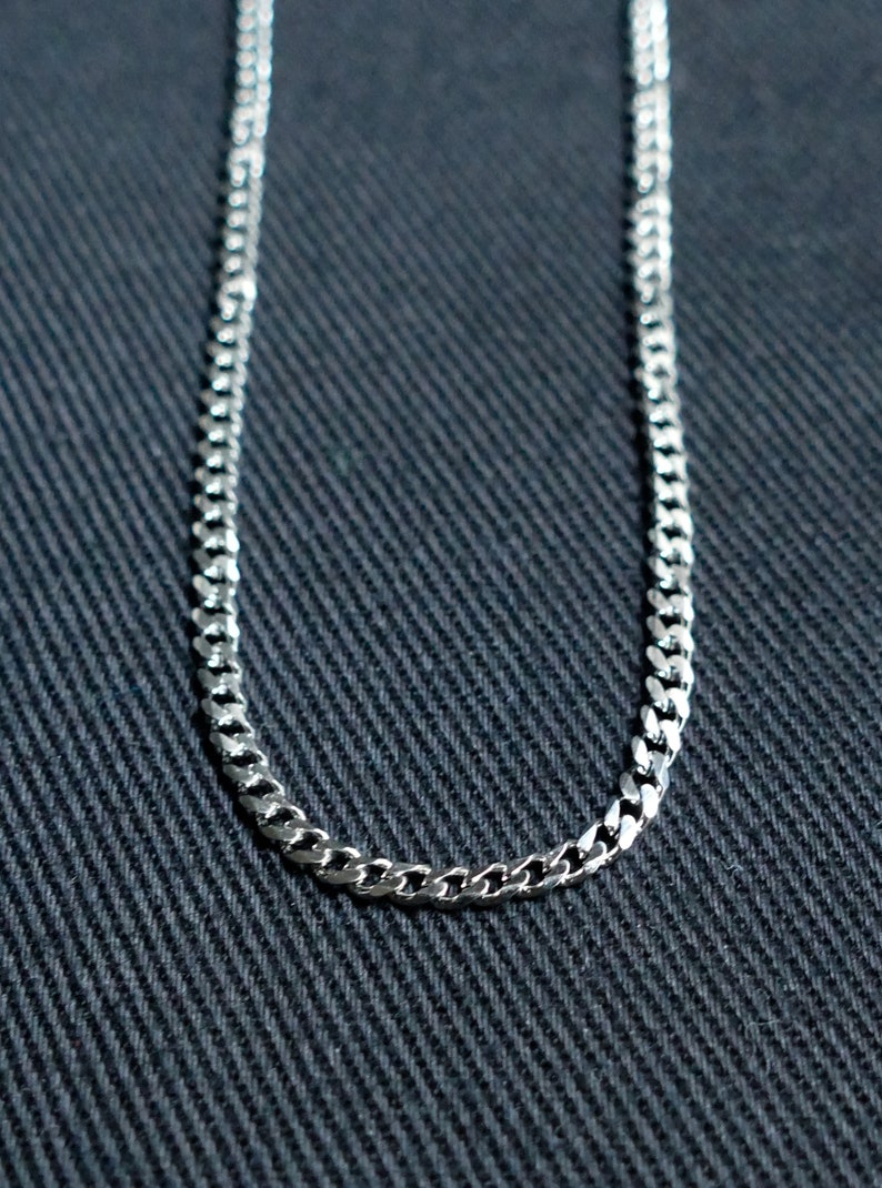 Silver Chain, Curb Style Stainless Steel Silver Plated Chain Necklace ...