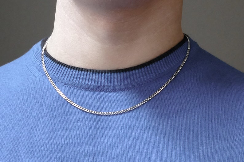 Silver Chain, Curb Style Stainless Steel Silver Plated Chain Necklace ...