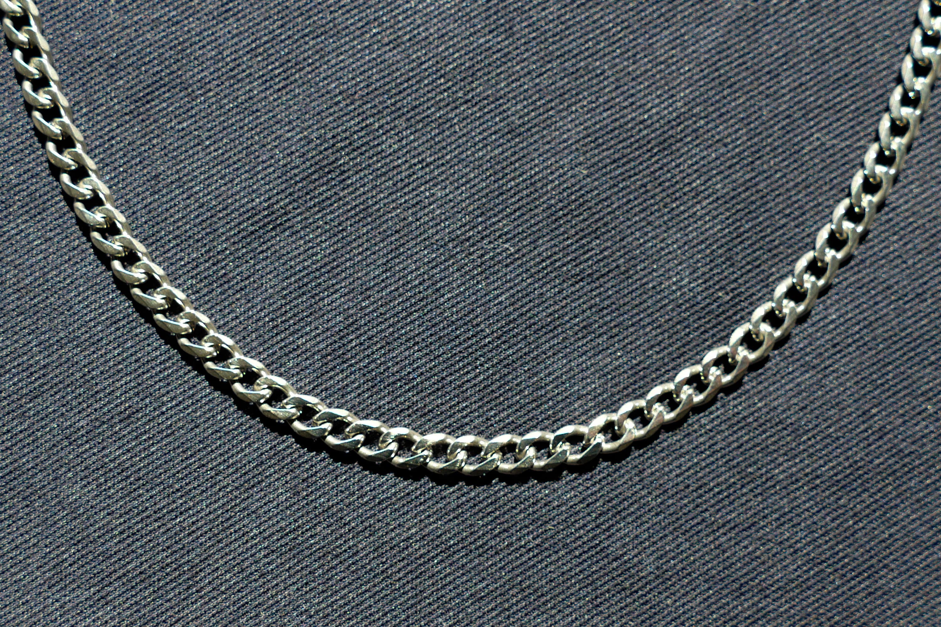 Silver Chain, Curb Style Stainless Steel Silver Plated Chain Necklace ...