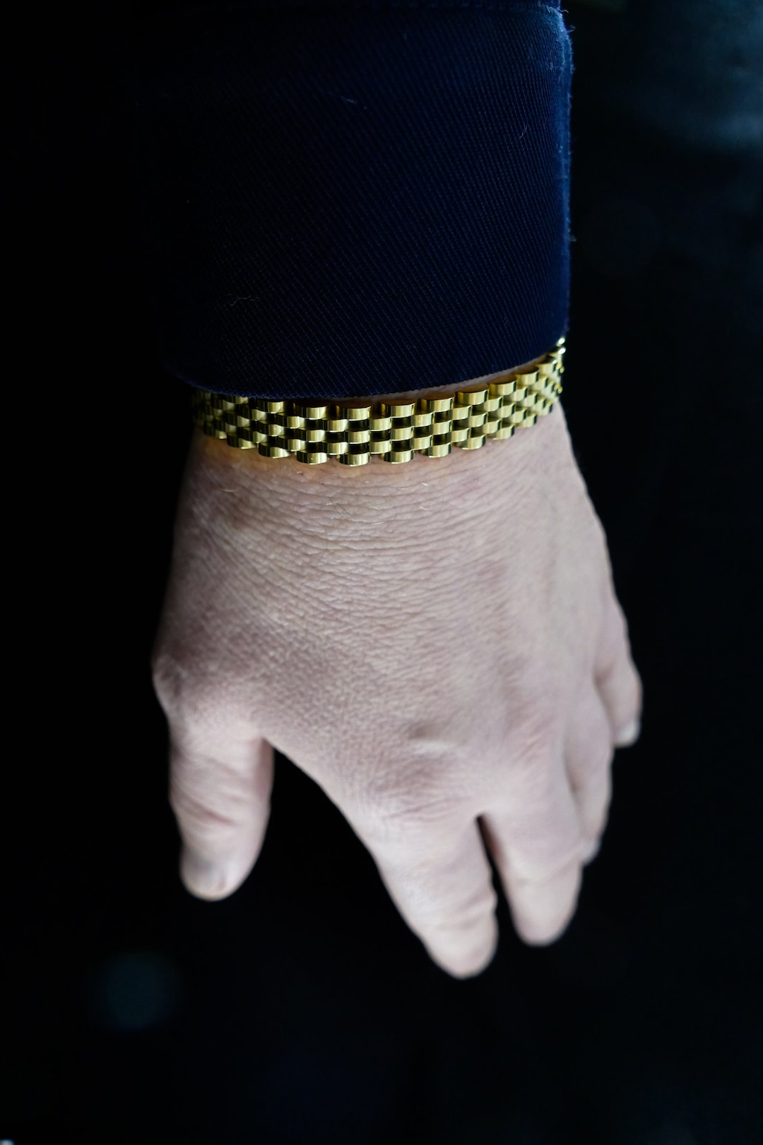 Mens Golden Bracelet, Watch Band Stainless Steel Gold Plated Bracelet ...