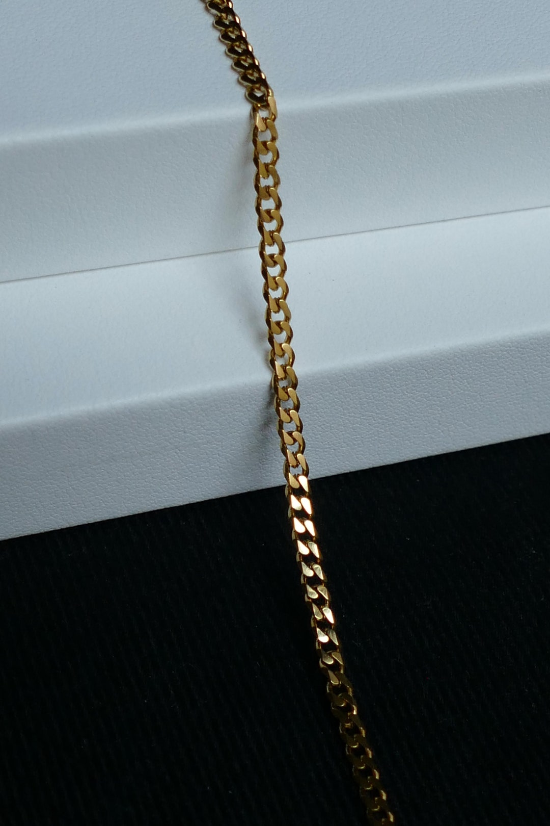 Golden Chain, Curb Style Stainless Steel Gold Plated Chain Necklace ...