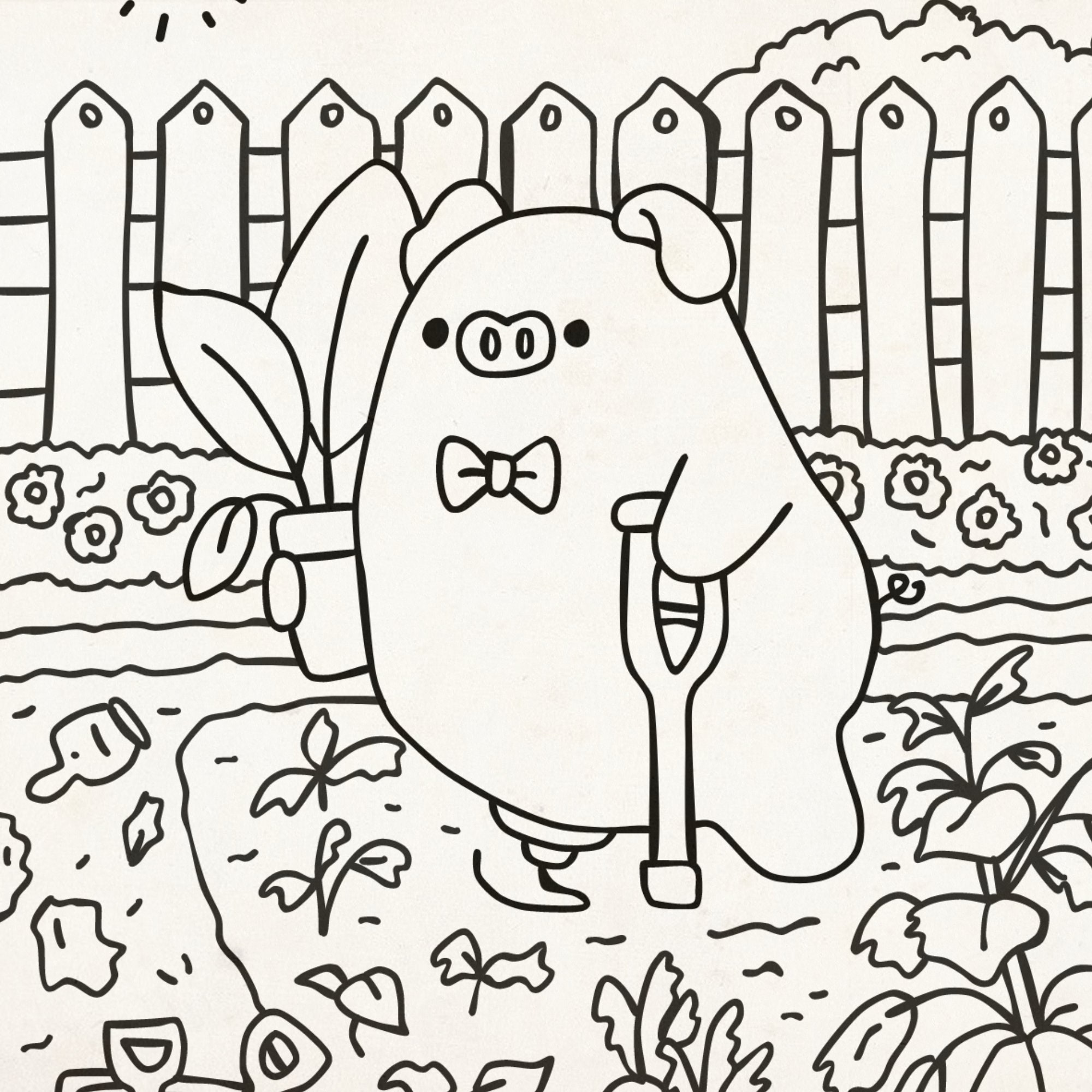 Cute Pig Coloring Page for Teens and Adults Kawaii Coloring Sheet With ...