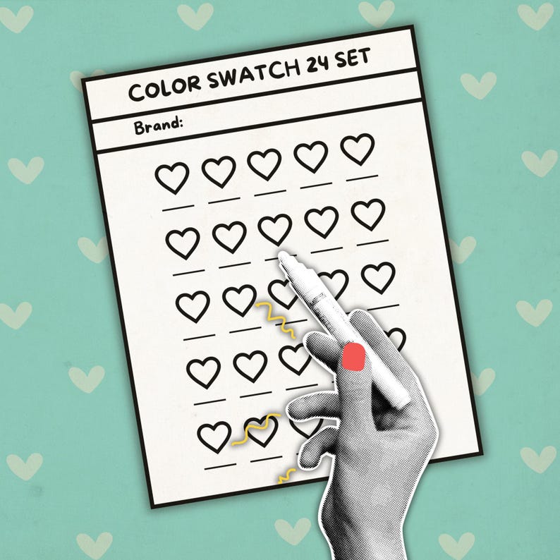 Printable Color Swatch Chart for Alcohol Markers & Colouring Pencils ...
