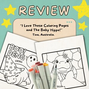 Baby Hippo Moo Deng Coloring Pages Cute Pygmy Hippopotamus Designs ...