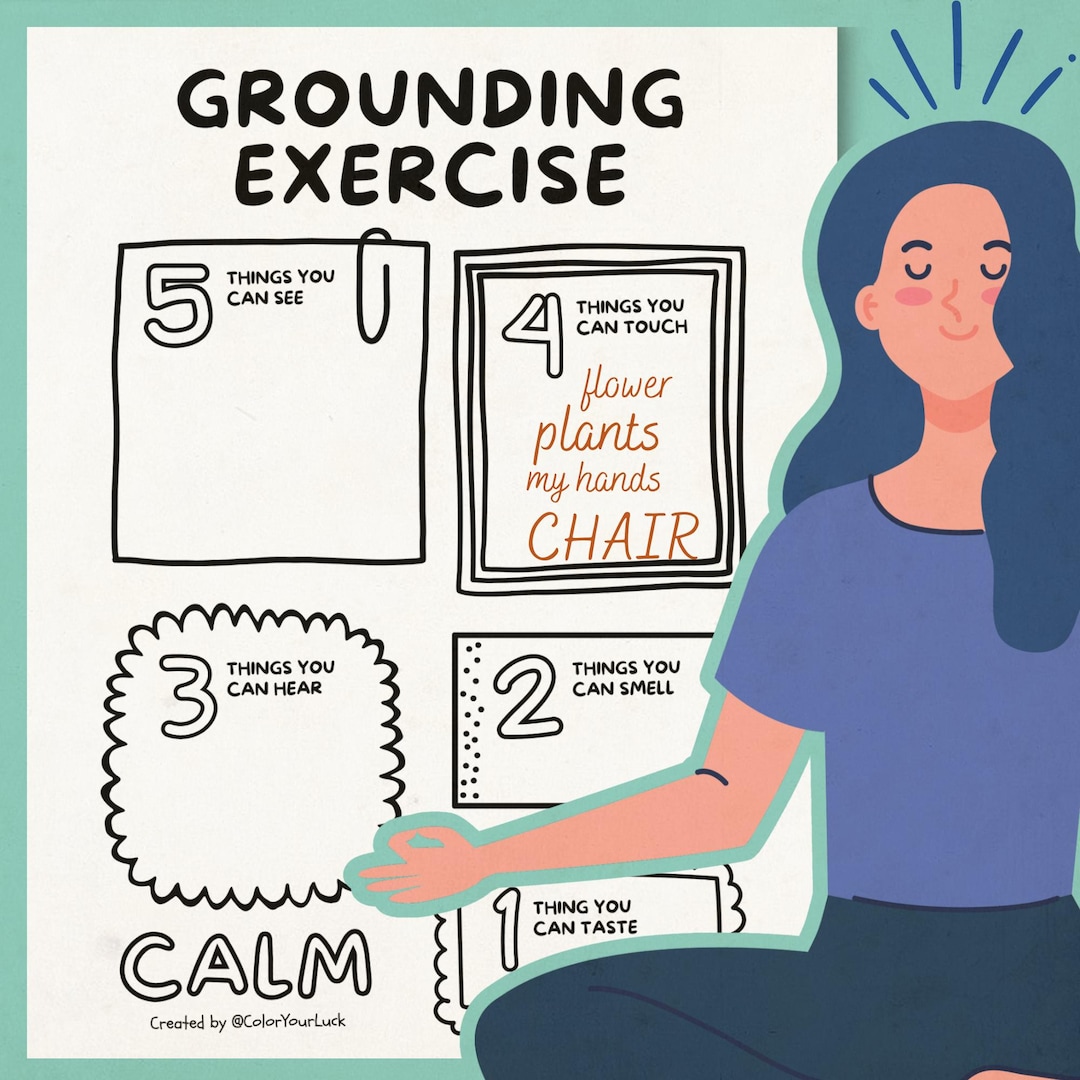 Grounding Exercise Worksheet | Coping Strategies, Anxiety & Mental ...