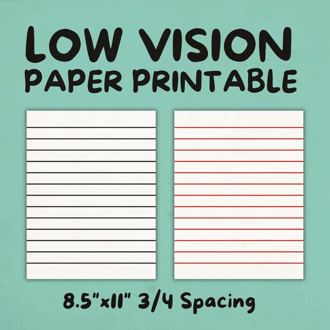 Low Vision Paper Printable - Notebook for Visually Impaired, Low Vision ...