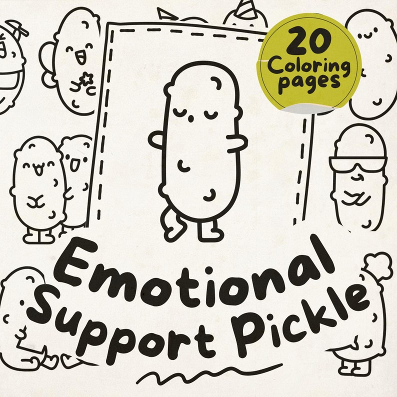 Emotional Support Pickle Coloring Pages A Fun Self Care Activity for ...