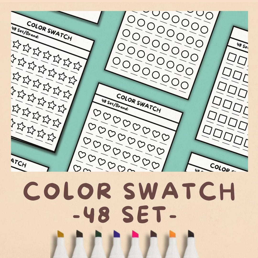 Printable Color Swatch Chart for Alcohol Markers & Colouring Pencils ...