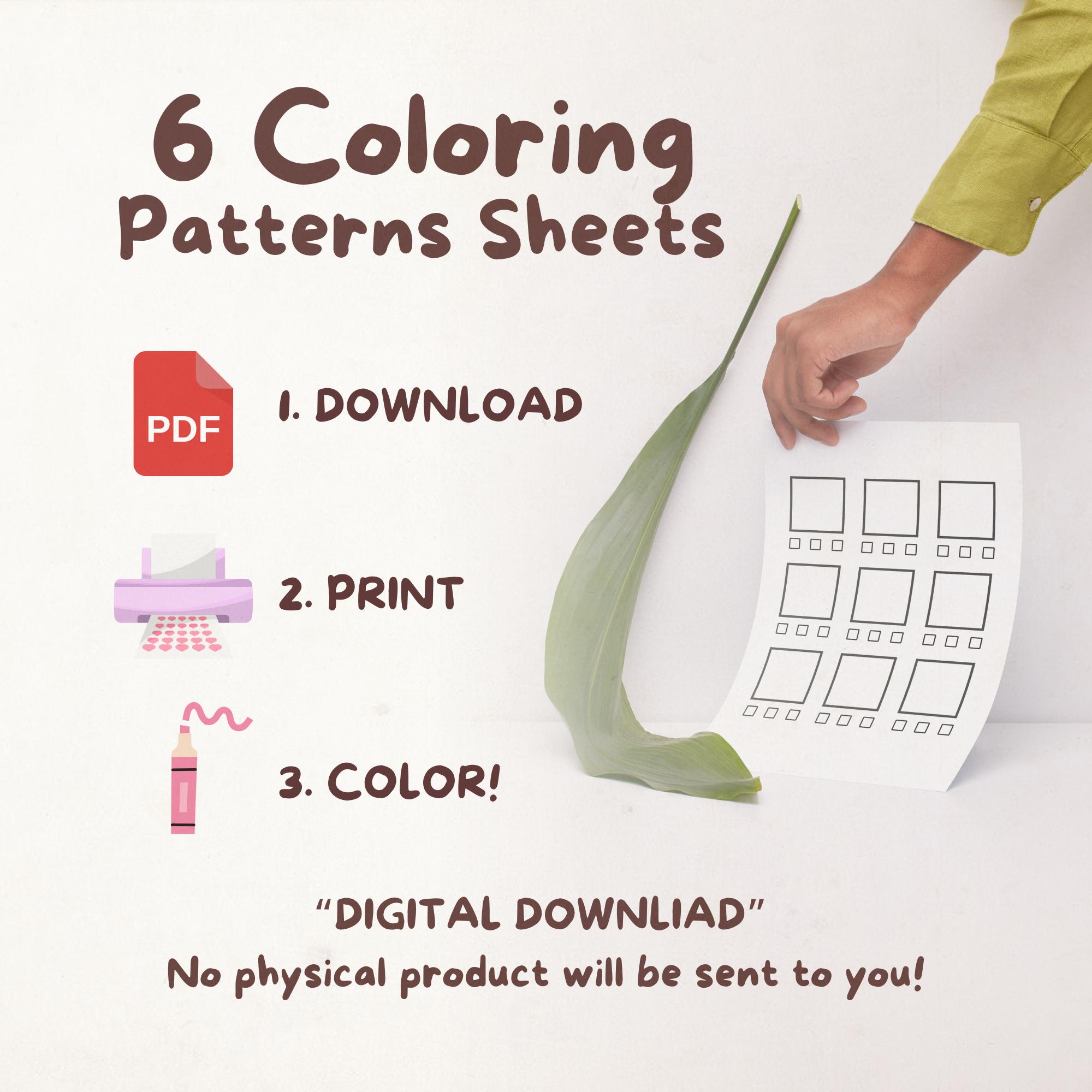 6 Coloring Patterns Practice Sheets, Blending Squares for Ohuhu, Copic ...