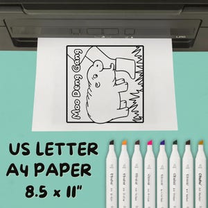 Baby Hippo Moo Deng Coloring Pages Cute Pygmy Hippopotamus Designs ...