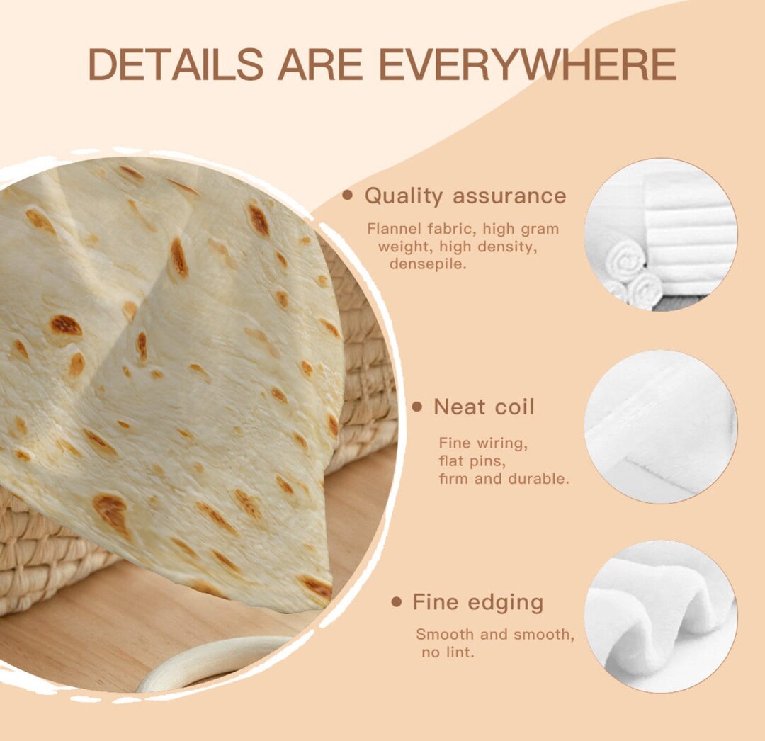 Creative Food Round Burrito Pattern Blanket Funny Realistic - Etsy