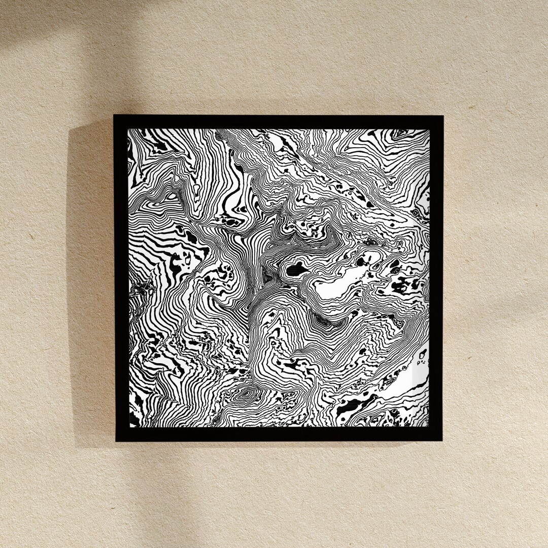 Snowdon Map Canvas Print Poster Black Timber Frame Contour Map ...