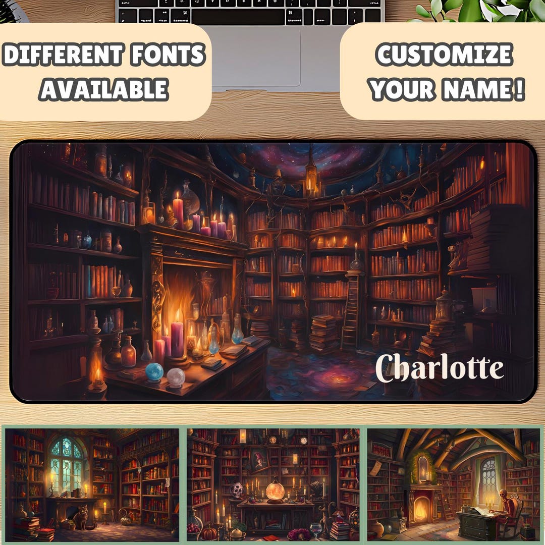 Enchanted Witches Lair Desk Mat Lofi Aesthetic Desk Pad Custom Name ...