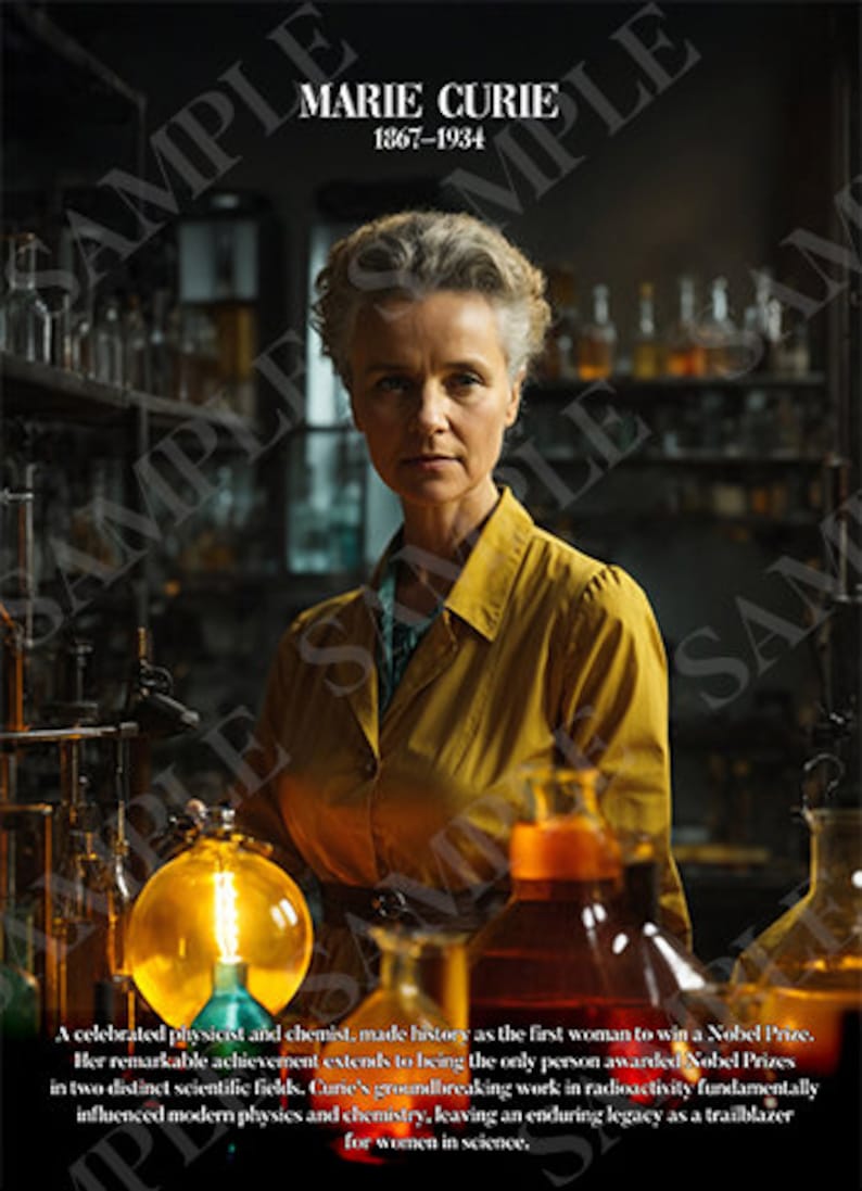 Printable Marie Curie Classroom Decor, Science Gallery Wall, Science ...