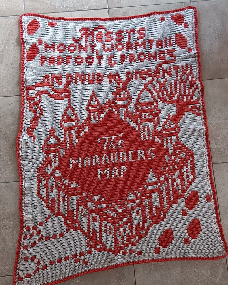 Marauders Map Mosaic Crochet Blanket - Etsy