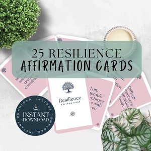 25 Printable Affirmation Cards for Resilience Pink, Positive Thinking ...