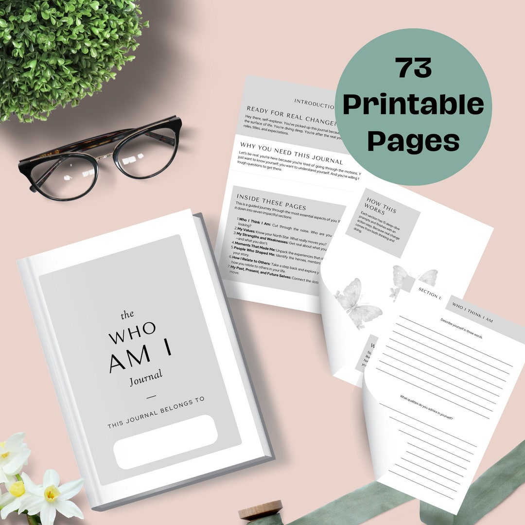 Printable Self-awareness Reflective Journal, BLACK & WHITE, Self ...