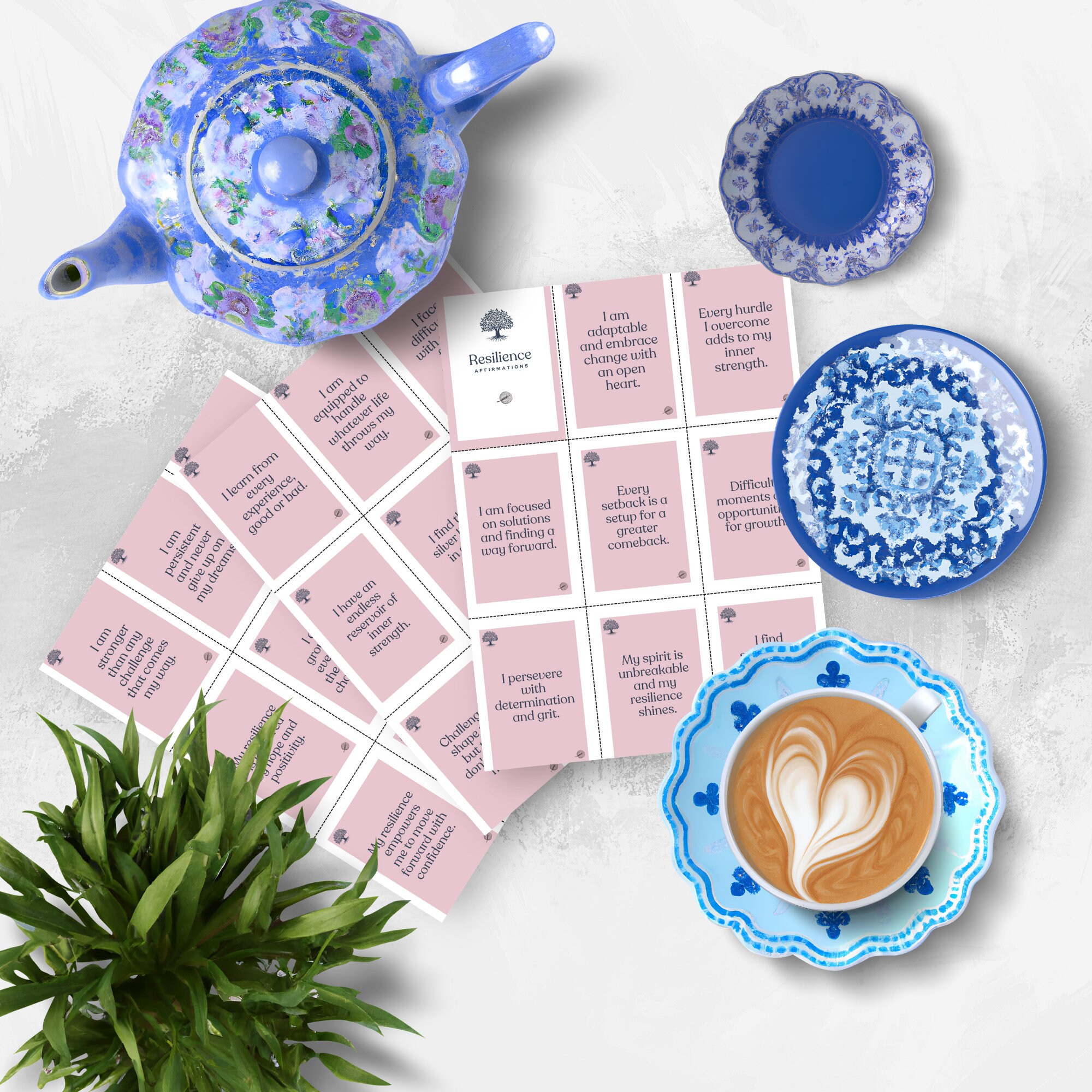 25 Printable Affirmation Cards for Resilience Pink, Positive Thinking ...