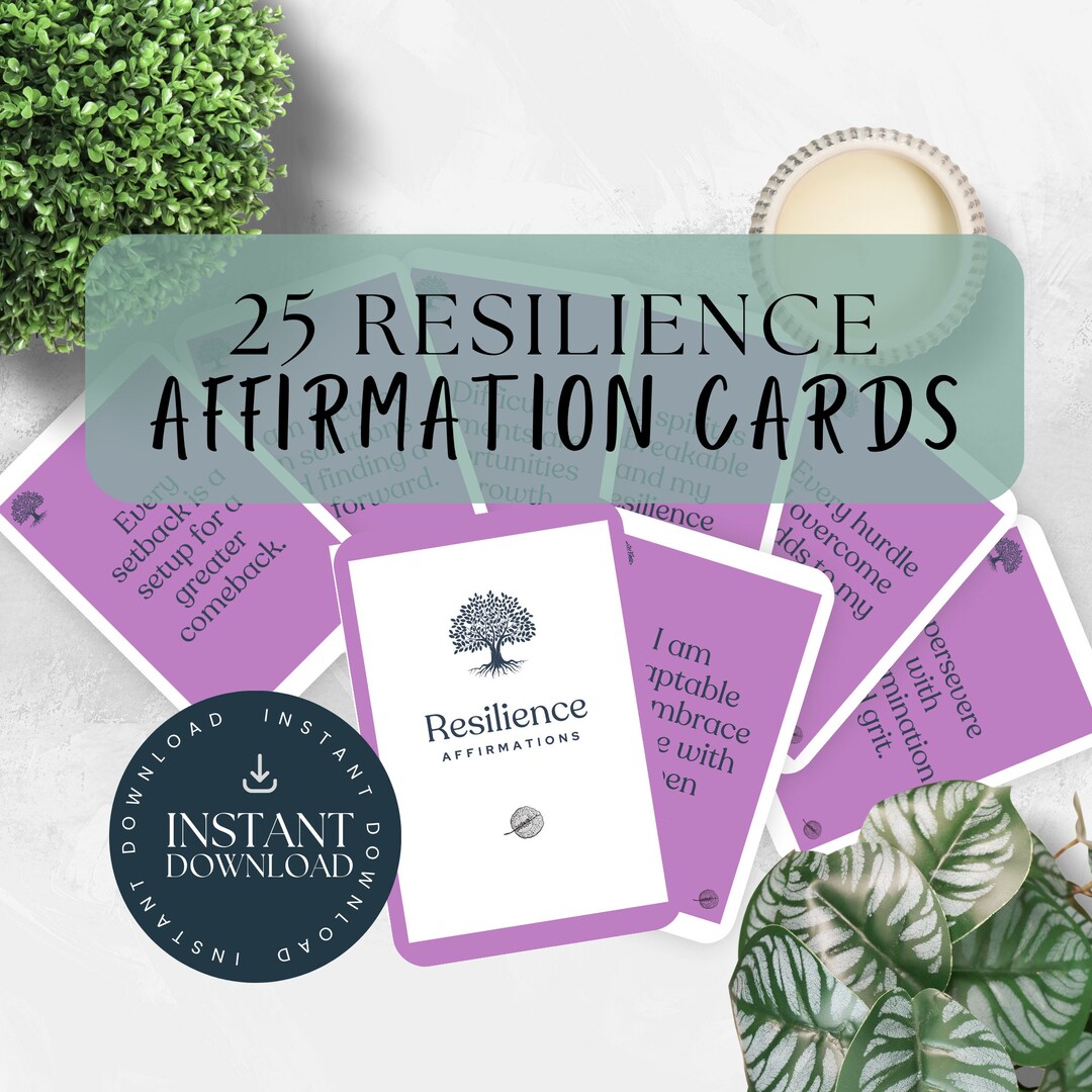 25 Printable Affirmation Cards for Resilience Purple, Think Positive ...