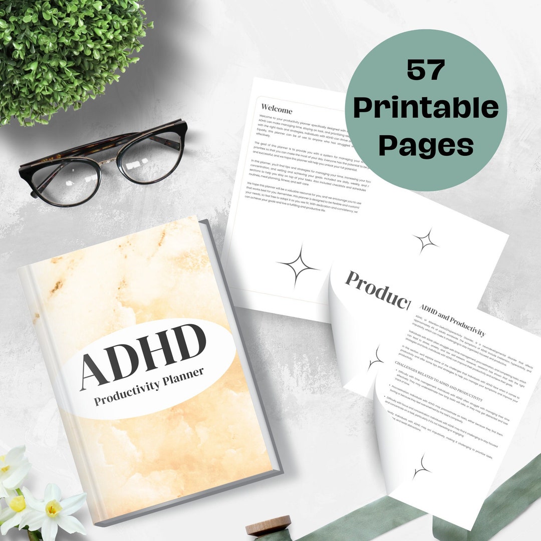 ADHD Productivity Planner: Printable Schedules, Affirmations, Time ...