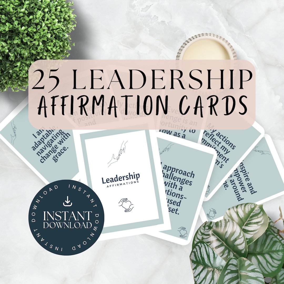 Printable Green Leadership Affirmation Cards, PDF Full Size and Cut ...