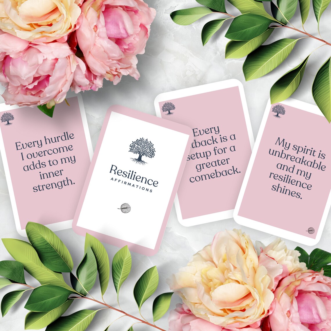 25 Printable Affirmation Cards for Resilience Pink, Positive Thinking ...