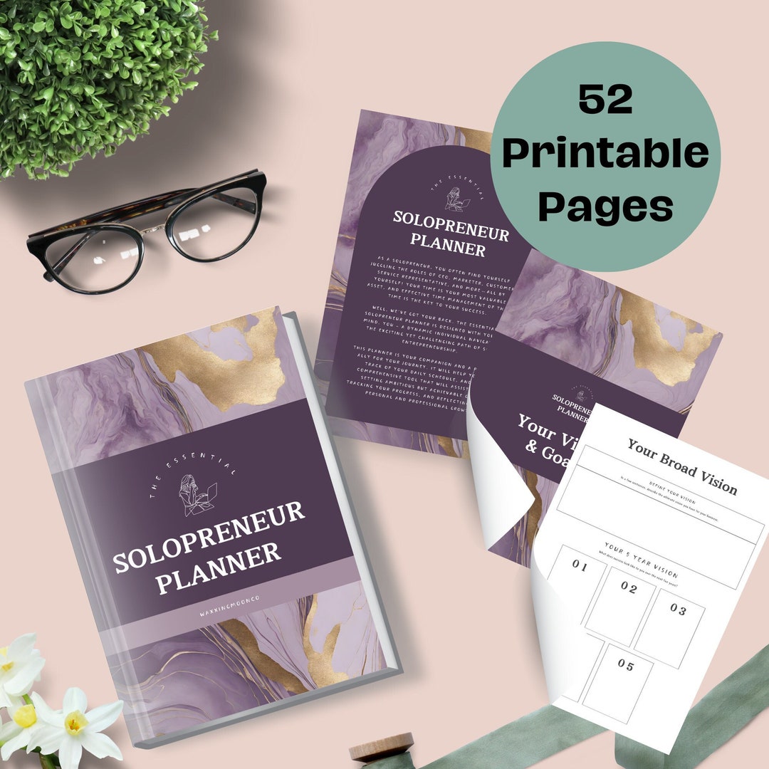 Printable Purple Solopreneur Planner, Accountability for Business ...