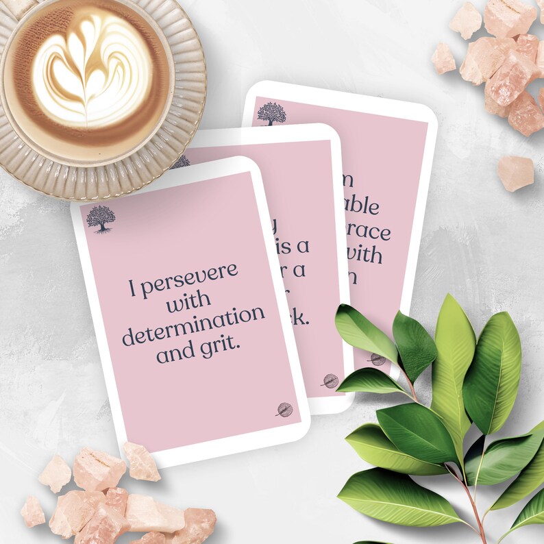 25 Printable Affirmation Cards for Resilience Pink, Positive Thinking ...