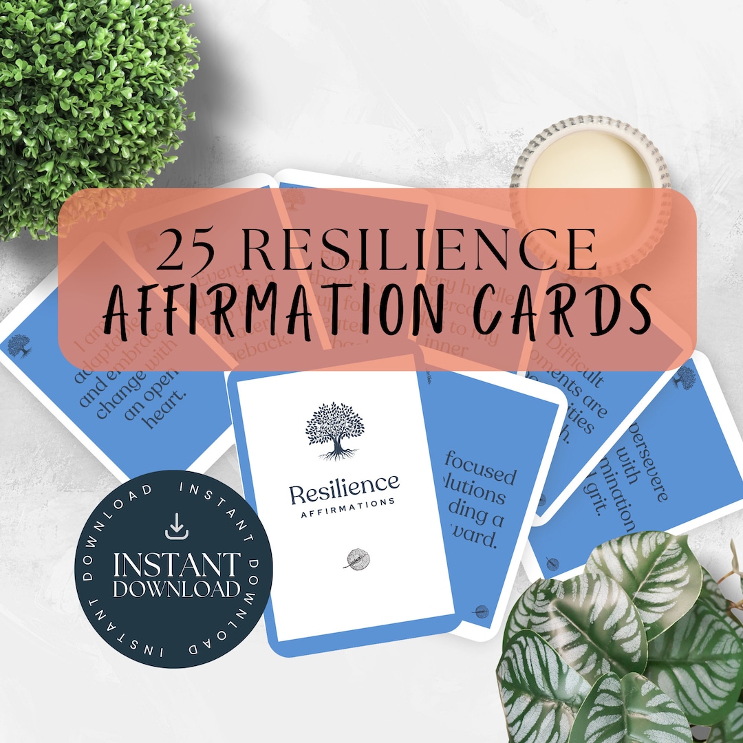 25 Printable Affirmation Cards for Resilience Blue, Think Positive ...