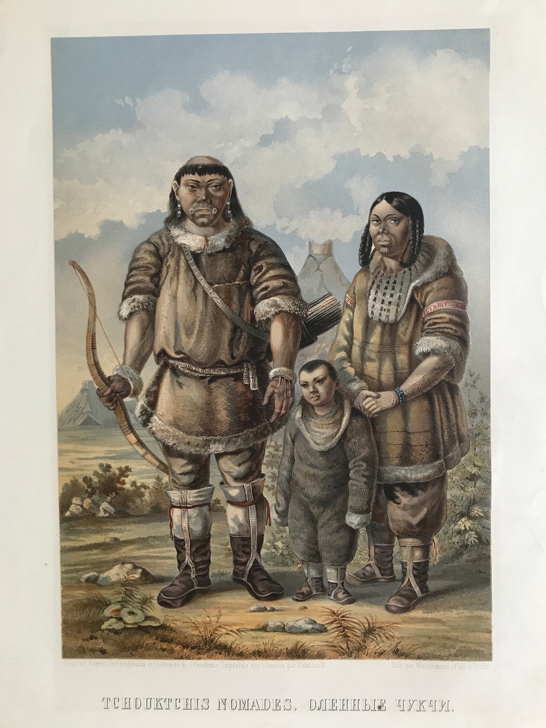 Chukchi Family, Chukchi Nomads, Original Antique Print. Rare, Wall Art ...