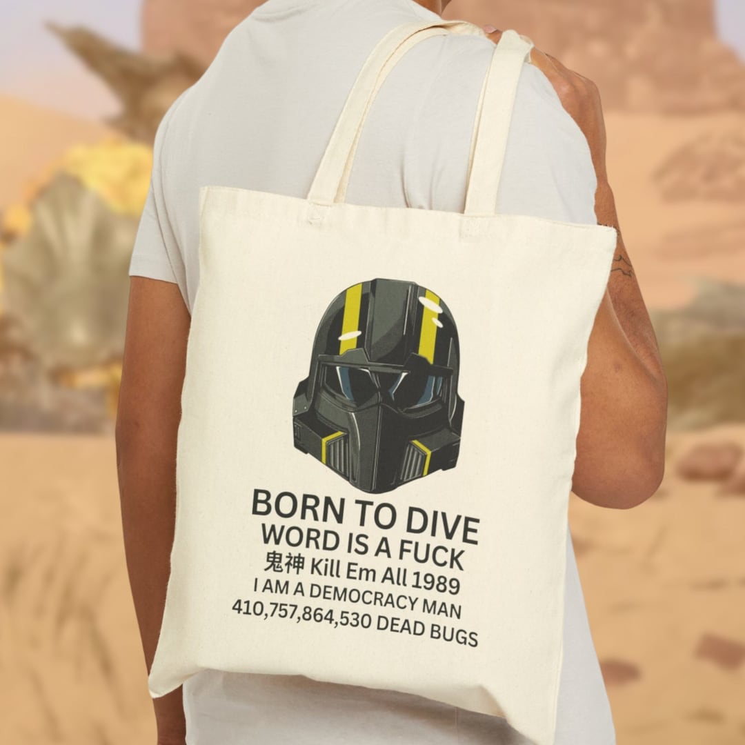 Helldivers 2 Born to Dive Cotton Canvas Tote Bag, Malevelon Creek, Helldiver Merch, Hell Divers ...