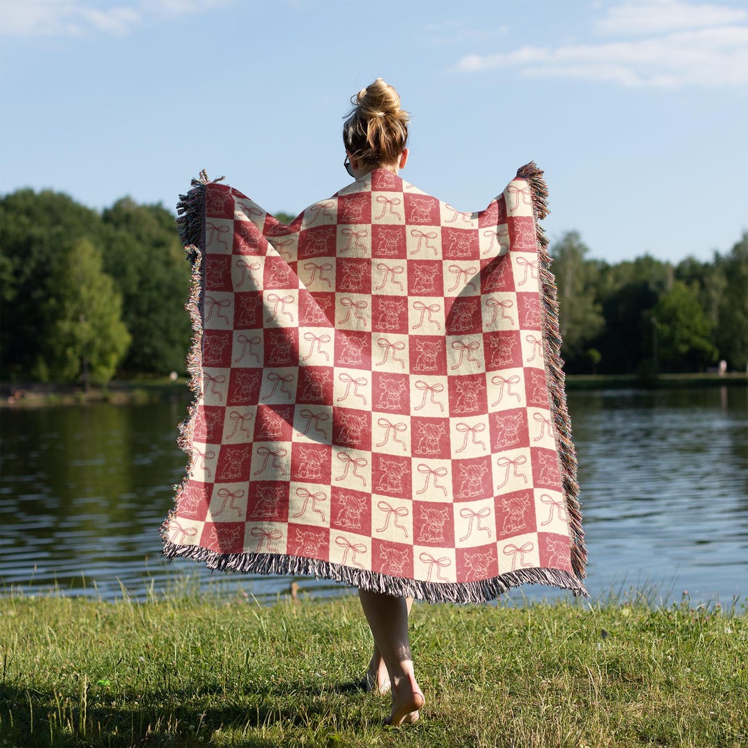 Retro Checkered Highland Cow Heifer Western Red Cowgirl Valentine ...
