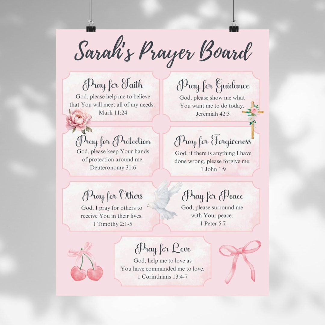 Personalized Prayer Board Pink Poster, Prayer Boards Kit Template ...