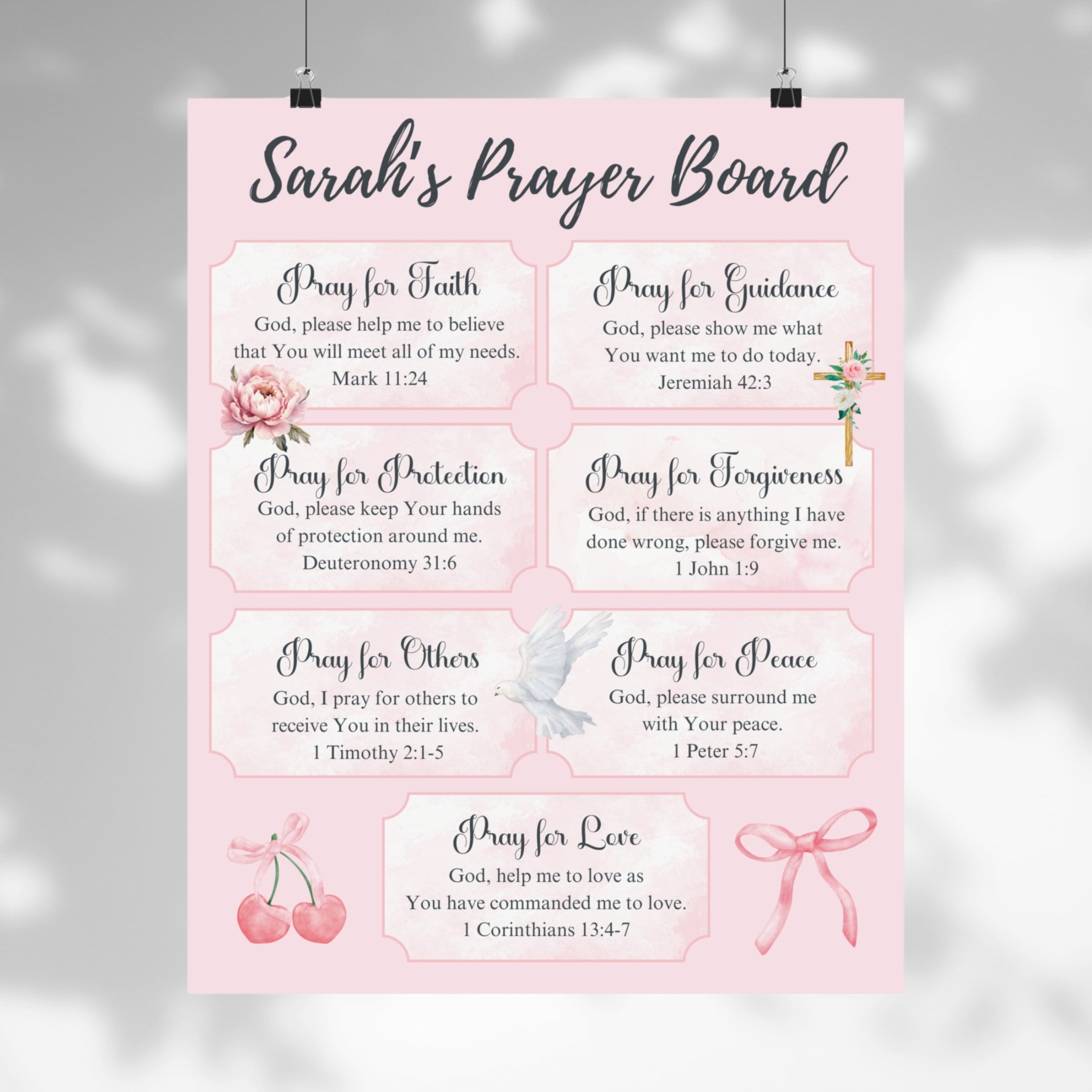 Personalized Prayer Board Pink Poster, Prayer Boards Kit Template ...