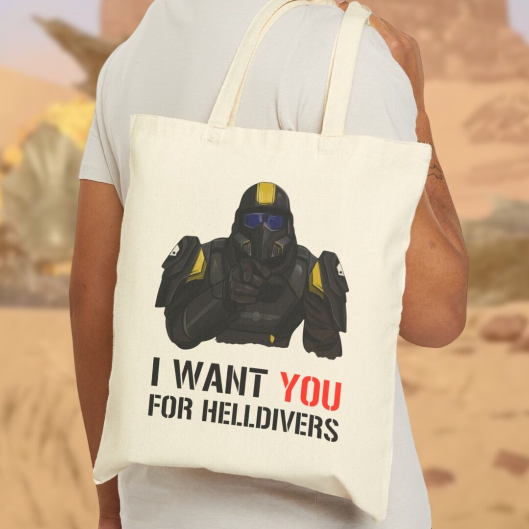 I Want You for Helldivers Cotton Canvas Tote Bag, Malevelon Creek, Helldiver Merch, Hell Divers ...