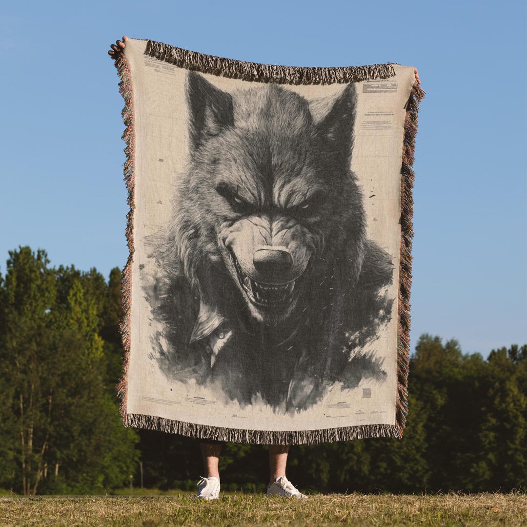 Werewolf Werewolves Wolf Monster Alpha Movie Retro Vintage Woven Minky ...