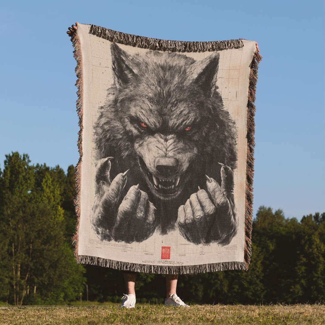 Werewolf Werewolves Wolf Monster Alpha Movie Retro Vintage Woven Minky ...