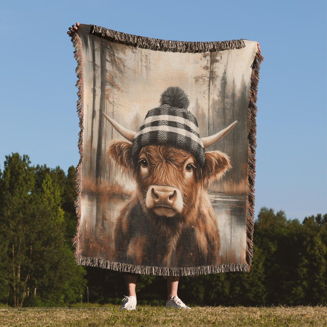 Cute Highland Cow Heifer Western Red Cowgirl Valentine Blanket Vintage ...