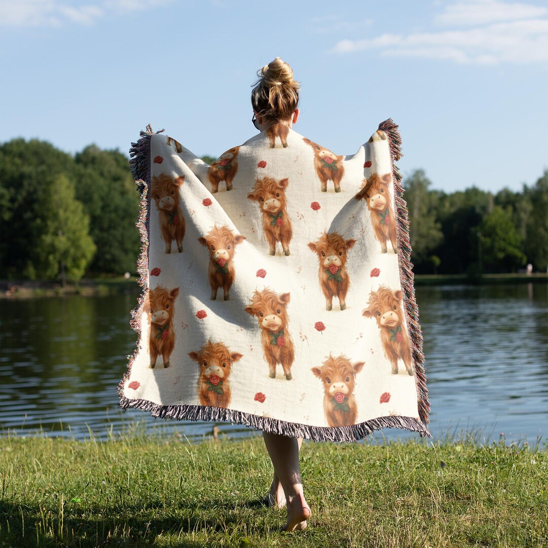 Highland Cow Heifer Floral Rose Western Cowgirl Valentine Blanket ...