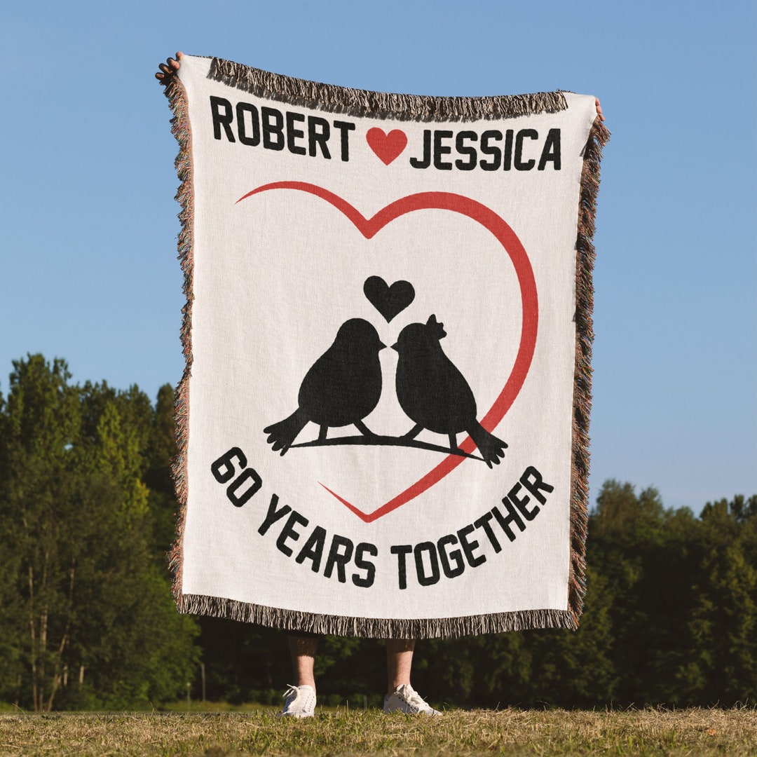 Custom Year Woven Tapestry Throw Blanket, Wedding Parents Anniversary ...