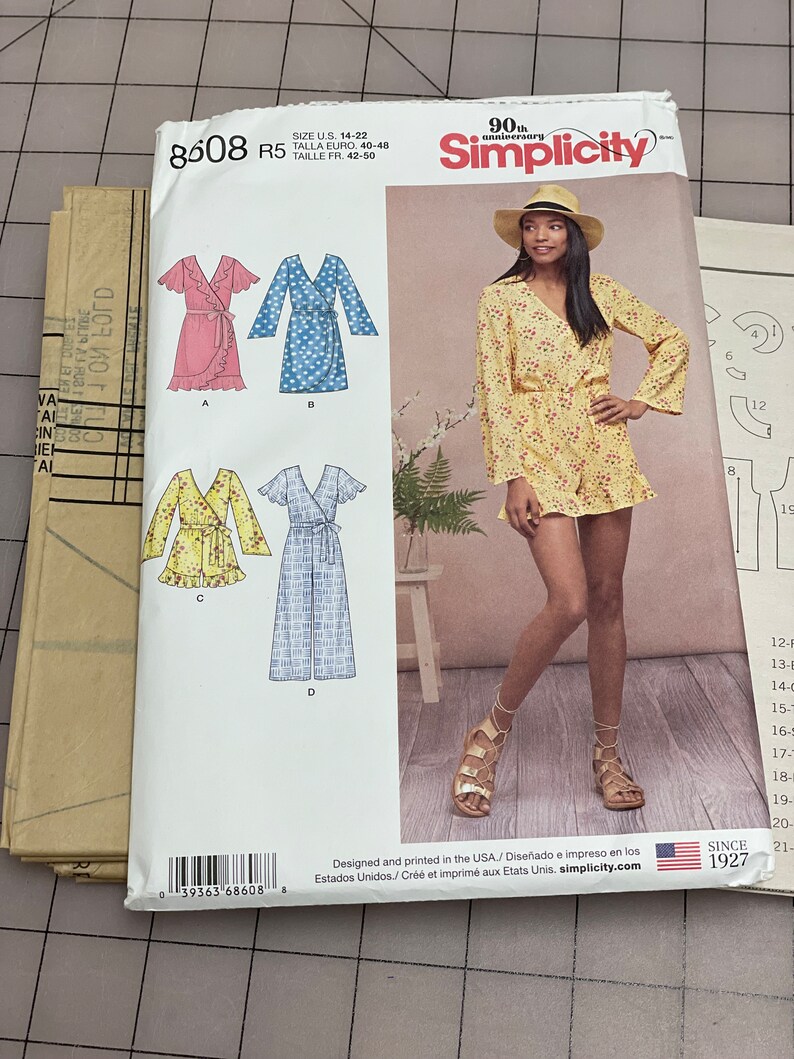 Simplicity 8608 Wrap Dress With Ruffles Romper Jumpsuit Easy Sewing ...