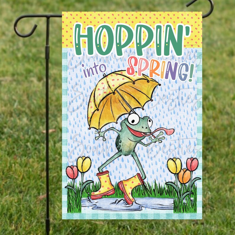 Hoppin' Into Spring Printable Png Digital Art for Outdoor Garden Flag ...