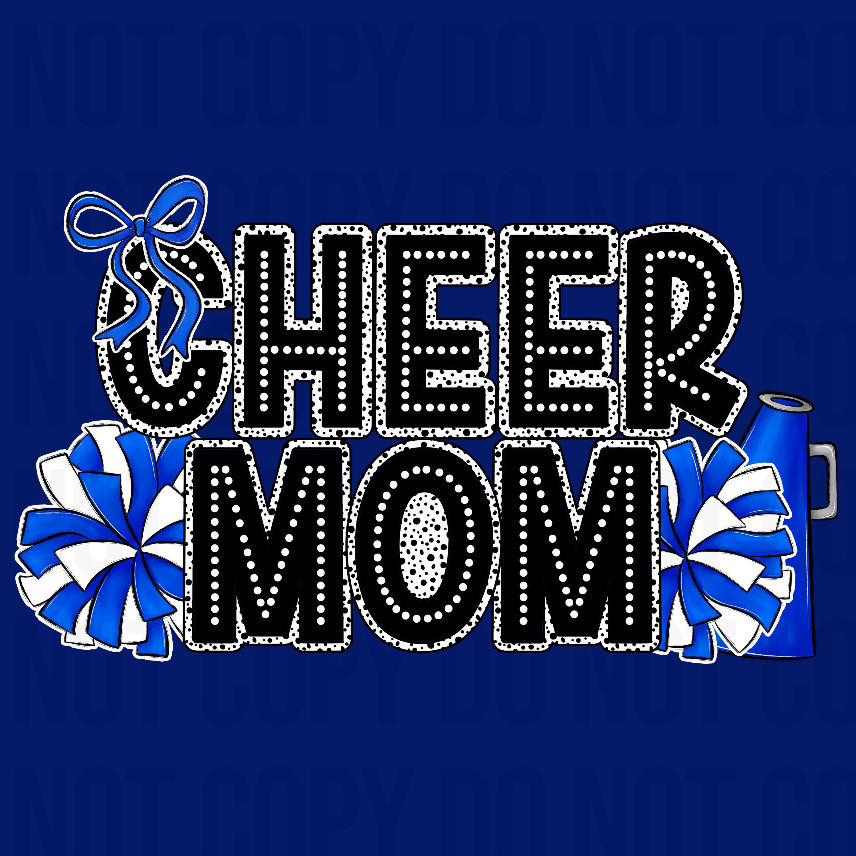 Blue and White Cheerleader Mom Digital PNG Design for Sublimation ...
