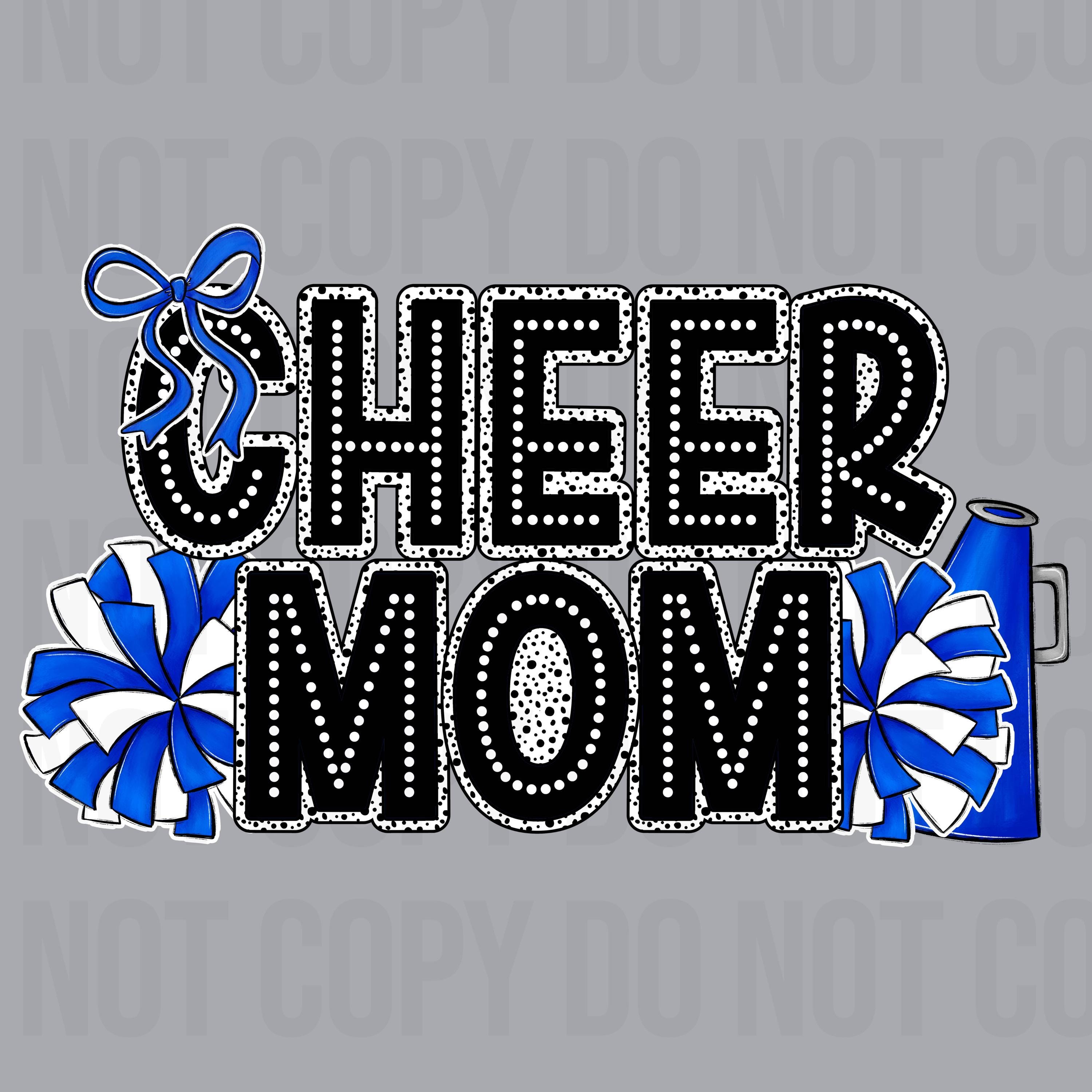 Blue and White Cheerleader Mom Digital PNG Design for Sublimation ...