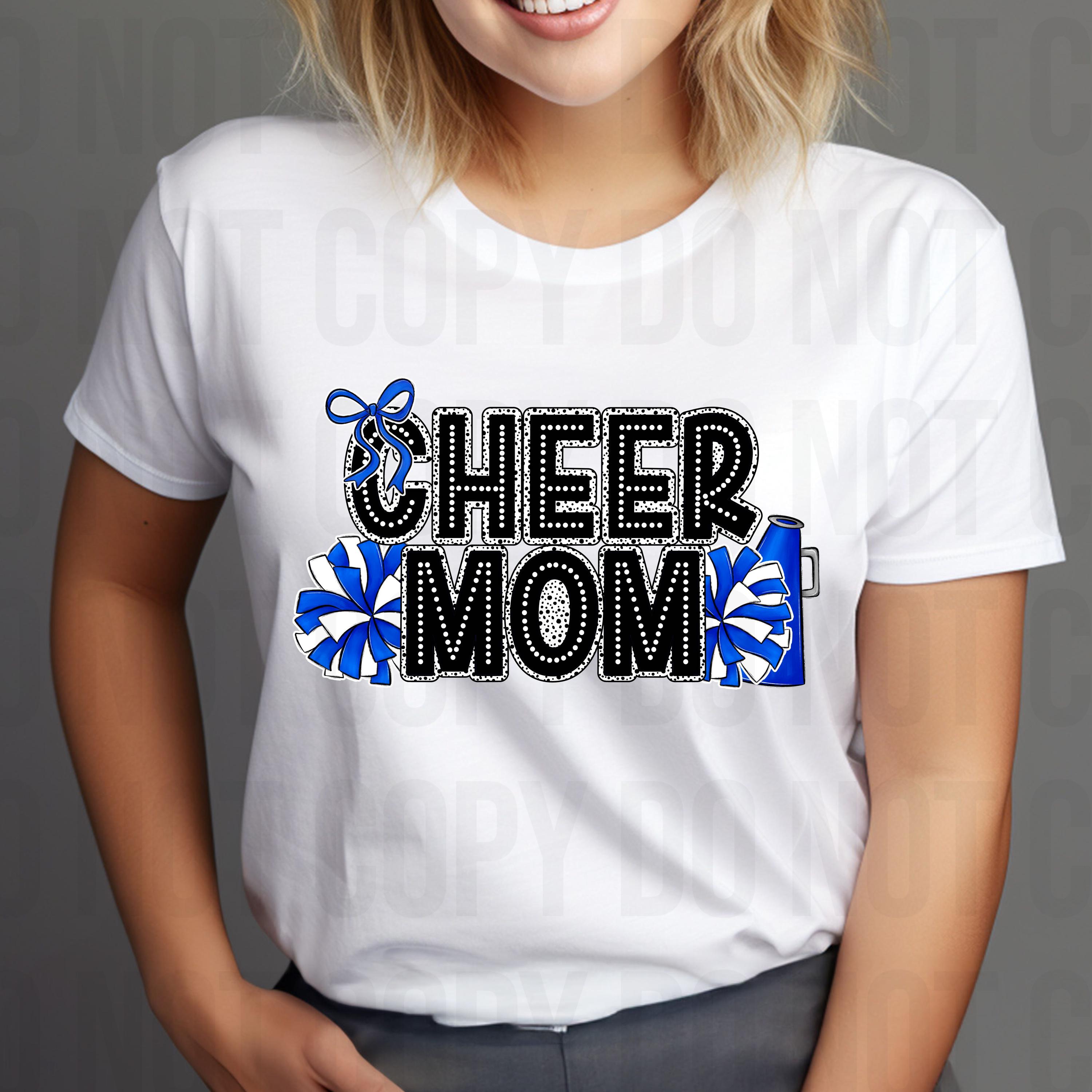 Blue and White Cheerleader Mom Digital PNG Design for Sublimation ...